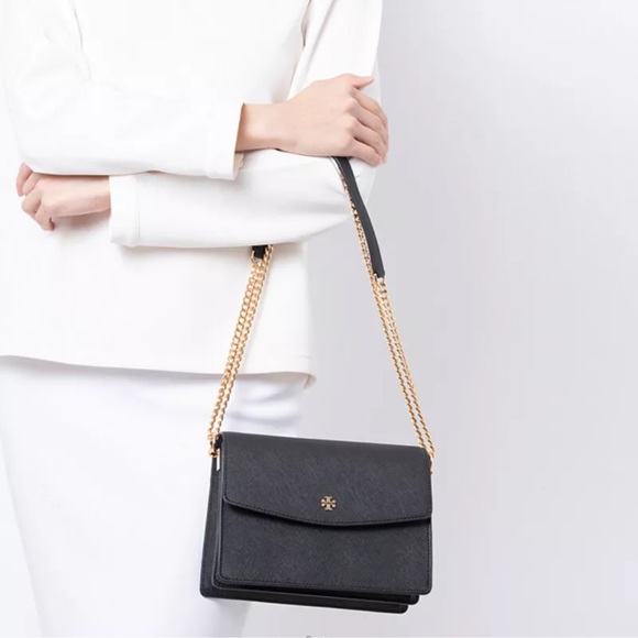 Tory Burch | Bags | Tory Burch Black Crossbody Bag With Gold Chain ...